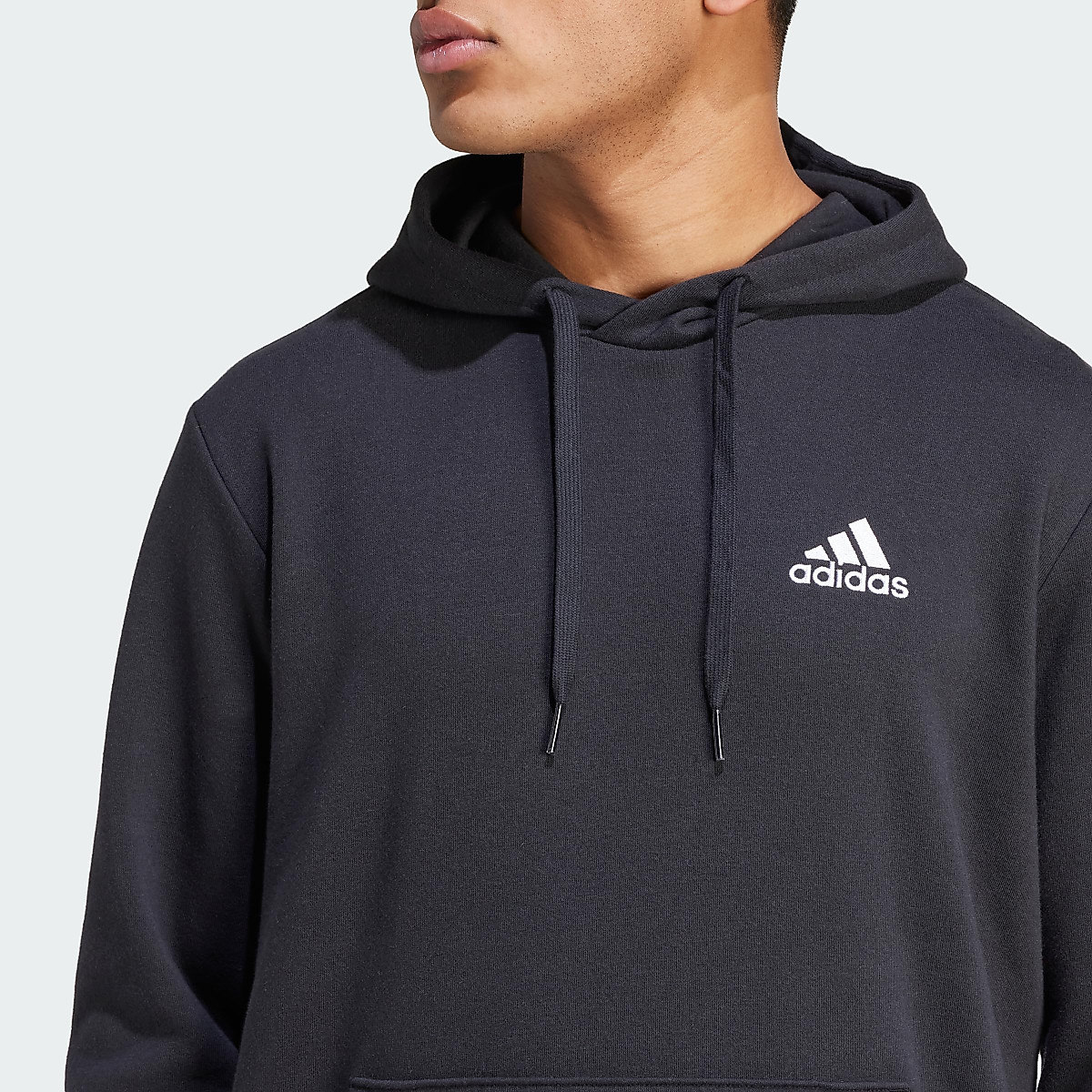 adidas Men's Essentials Fleece Hoodie, Black/White, Medium