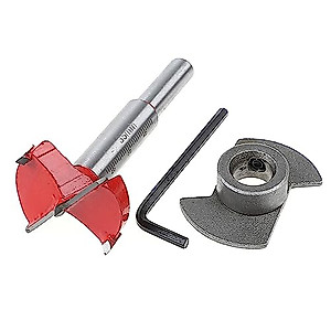 35mm Hinge Jig Kit, 8mm Round Shank Hole Opener Set YG8 Cemented Carbide Head Hinge Boring Drill Bit Hole Drill Guide Locator Woodworking Hole Opener for Cabinet Door