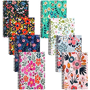 Faccito 8 Pack A5 Spiral Journal Notebook for Women College Ruled Notebook Hardcover Notepad with 60 Sheets/120 Pages for Gift, Daily School, Office Supplies (Floral Style)