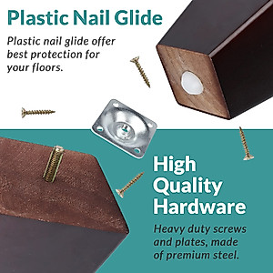 MEETWARM 4 inch Wood Furniture Legs Square Tapered Finish Pyramid Replacement Sofa Legs, Suitable for Sofa, Couches, Armchairs, Ottomans, TV Tables, Night Stands, Set of 4 (Dark Brown)