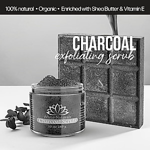 Charcoal Scrub, Moisturizing and Exfoliating Face Foot & Body Scrub, Organic Scrub Fights Stretch Marks, Fine Lines and Natural Exfoliator Salt Body Scrub for Toning Skin Cellulite Skin Care Body
