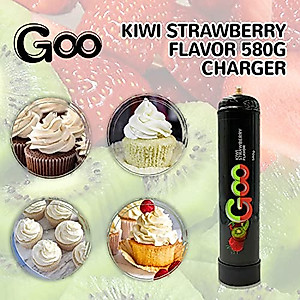 GOO Premium Whipped Cream Charger - Food Grade Nitrous Oxide Tank - For Any Standard Whipping Cream Dispenser - Pure Flavored N2O Whip Cream Chargers - Kiwi Strawberry Flavor - 615g Cylinder