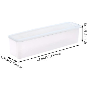 FEOOWV Set of 6 Pasta Storage Containers with Lid, Airtight Spaghetti Noodle Holder Rectangular Chopstick Storage Box Sealed Noodle Canisters for Refrigerator, Kitchen Pantry (White)