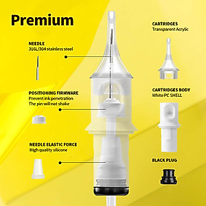 Hawink 3RL Tattoo Needles Cartridge #10 Bugpin 3 Round Liner X-Taper 16PCS with Membrane Professional Disposable Finger Ledge Cartridges EN05S-FG-16-1003RL