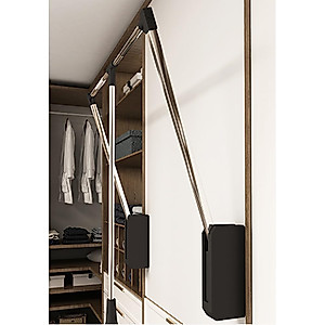 Pull Down Closet Rod, 60 lbs Load Capacity, Stainless Steel Adjustable 26-35 inches Soft-Close Wardrobe Lift Rail Organizer for Hanging Clothes, Two-way Buffering Side & Back Mounted Closet Rod