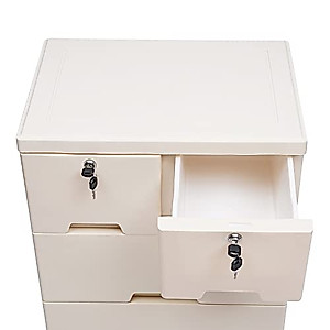 CNCEST Plastic Drawer Dresser with 6-Drawer Locker Closet Drawer High Dresser Storage Cabinet Clothes Organizer Bedroom Furniture Playroom Off-White