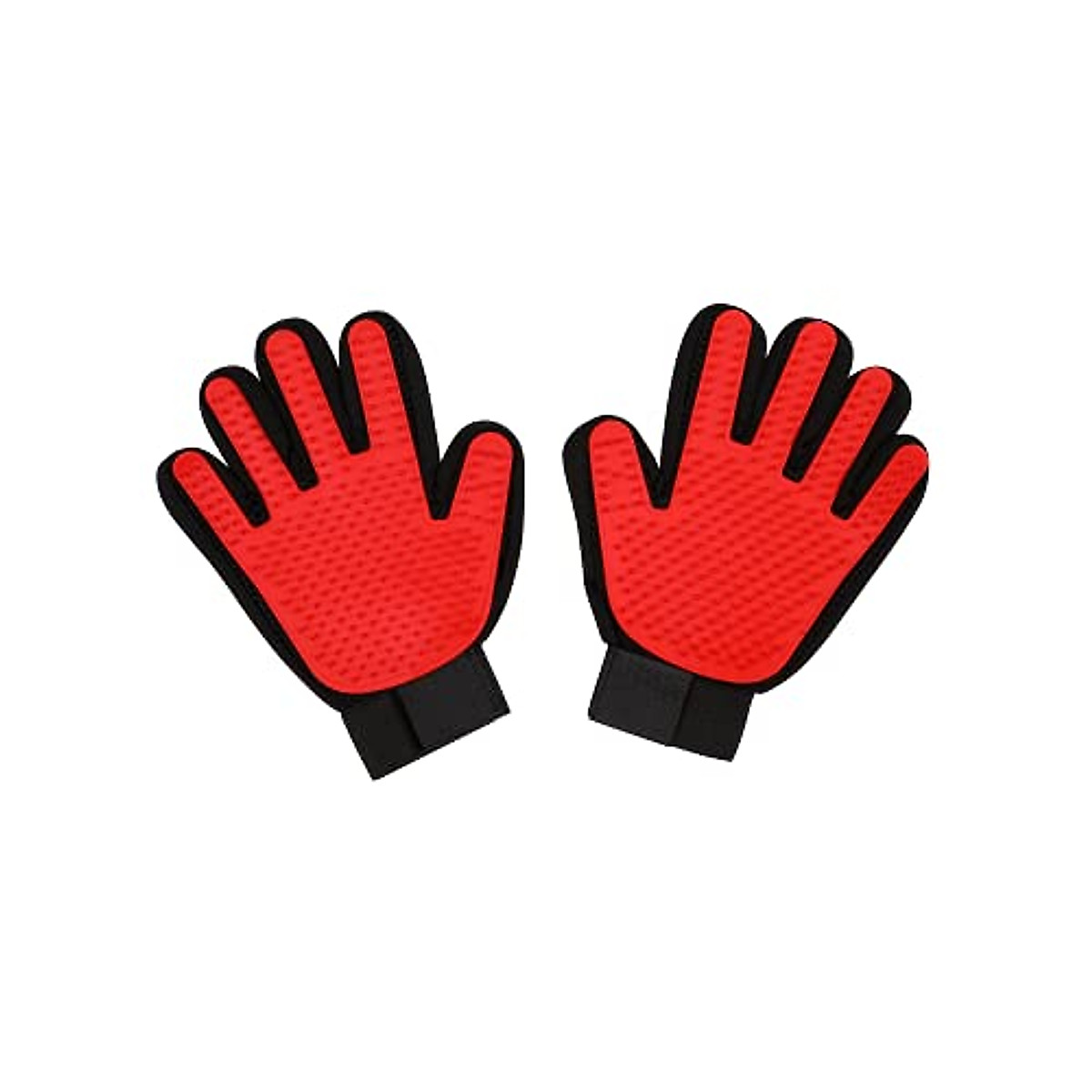 Furever Loyal Pet Grooming Gloves - Ultimate Brushing Tools for Cats & Dogs - Better for Hair Removal & Deshedding Than Brushes - The Original Five Finger Glove for Short & Long Fur (1 Pair, Red)