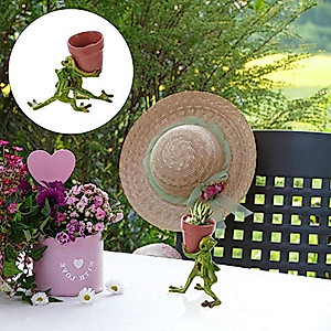 DOITOOL Frog Flower Pot Ceramic Succulent Pot Decorative Animal Flower Planter Home Garden Bonsai Flower Vase Fairy Air Plant Container for Office