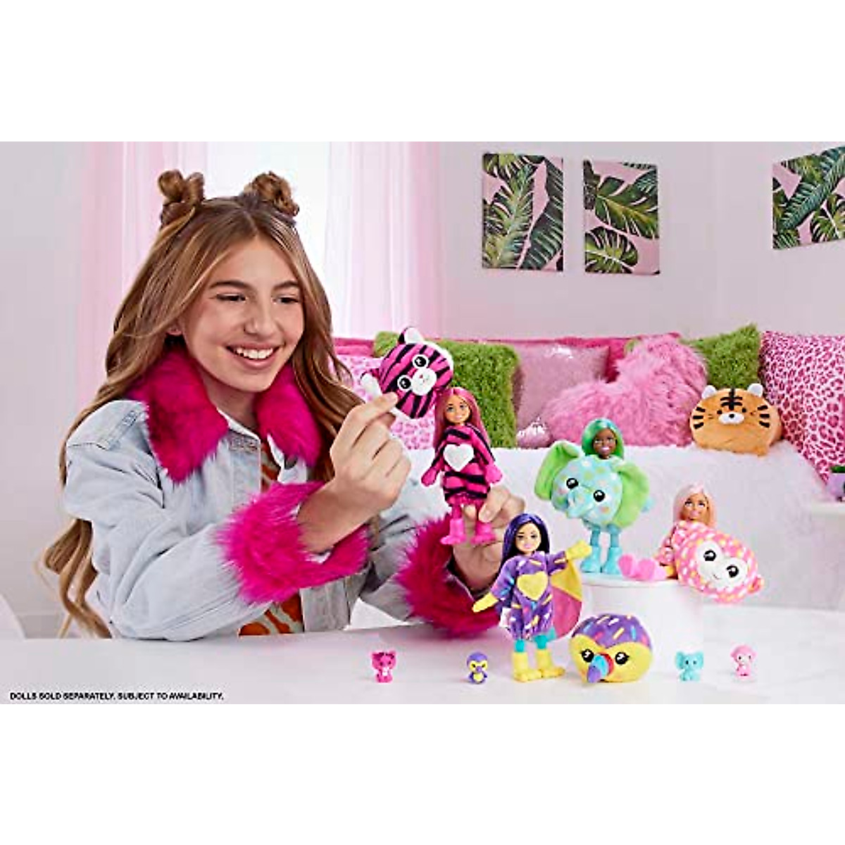 Barbie Cutie Reveal Chelsea Small Doll, Jungle Series Toucan Plush Costume, 7 Surprises Include Mini Pet & Color Change