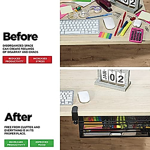 Under Desk Drawer Organizer Clamp-On, Mesh Metal Desk Drawer Attachment, 2 Drawer Slide Out, On Desk Or Under Desk Organizer For Office Supplies & Home Essentials