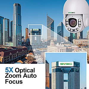 SV3C 5MP PTZ IP Camera Outdoor, Dual Band 2.4G 5GHZ WiFi Cameras, Auto Tracking 5X Optical Zoom Onvif Security Camera with Humanoid Detect, RTSP, Metal Case Waterproof, Two-Way Audio, SD Card Record