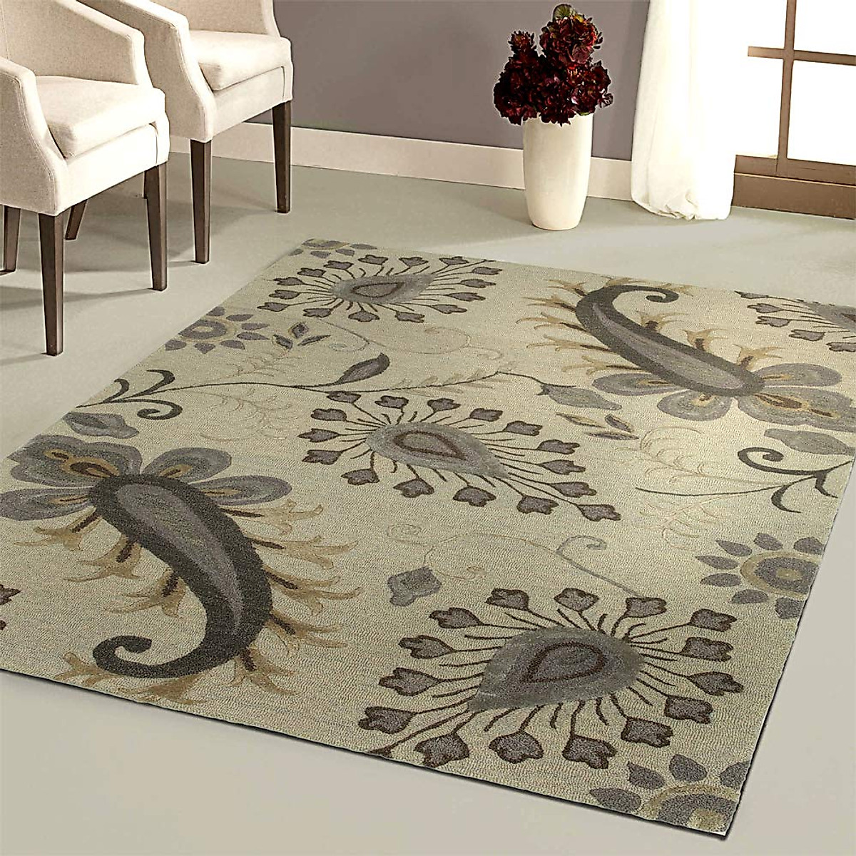 LR Resources Glamour LR06010-LTG80A0 Light Gray Rectangle 8 X 10 ft Indoor Area Rug, 8' x 10',
