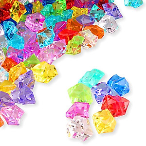 PMLAND Clear Acrylic Ice Rocks Assorted Colors 180 Pcs of 0.75 Quarts Crystals Gems Fake Crushed Cubes Diamonds for Vase Filler Table Scatter Wedding Centerpieces Party Holidays Decoration Crafts
