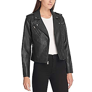 Levi's Women's Faux Leather Moto Jacket (Regular & Plus Size), Classic Black, 2X