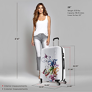 InUSA Fusion Print Luggage with Spinner Wheels | Durable Lightweight Hardside Suitcase | Travel Bag with Handle and Trolley | 28-Inch Large Checked luggage