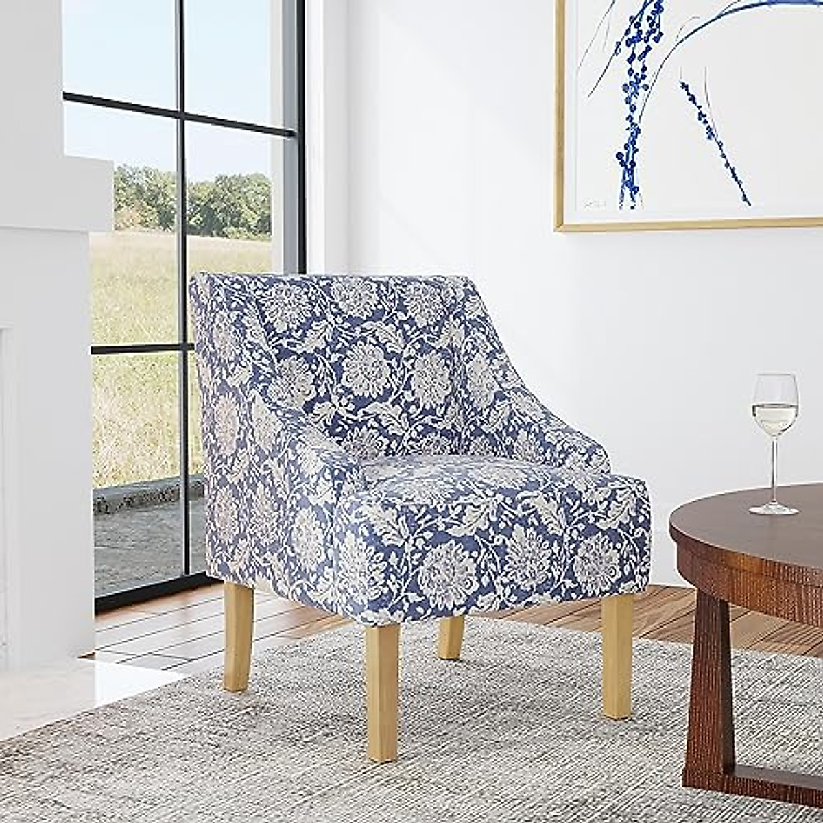 HomePop Swoop Arm Chair armchairs, Blue Floral Print