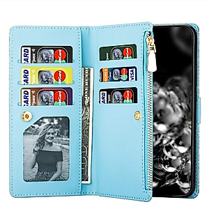 BOYUHII Silicone Protective Case for Phone for Samsung Galaxy A40 Multi-Card Slots Starry Sky Laser Carving Glitter Zipper Horizontal Flip Leather Case with Holder & Wallet & Lanyard ATCYE