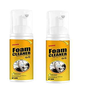 EnerPlex Foam Cleaner All Purpose, Multifunctional Car Cleaner, Powerful Stain Removal Kit,Car Interior Ceiling Leather Seat Cleaner Foam for Car and House(2pcs 30ml+Cleaning Cloth + Cleaning Sponge)