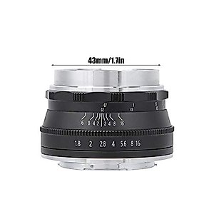 Camera Lens Portable Mirrorless Camera Lens 25mm F1.8 Multi-Layer Coating Mirrorless Camera Lens EF-M/EOSM Mount for Canon M2/M3/M5/M6/M10/M100/M50(Black)