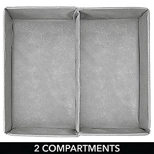 mDesign Fabric Drawer Organizer Bin Dividers for Kids/Baby Nursery Dresser, Closet, Organization - Bins Hold Clothes, Diapers, Cream, Toy, Blankets - 3 Pack, Gray Herringbone