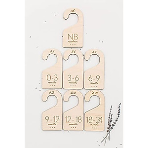 Baby Closet Size Dividers Baby Closet Organizer – White Loft Thick Birch Baby Closet Dividers from Newborn to 24 Months – Timeless Etched Design for Any Nursery Decor (Set of 7)