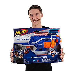 NERF Disruptor Elite Blaster - 6-Dart Rotating Drum, Slam Fire, Includes 6 Official Nerf Elite Darts - for Kids, Teens, Adults (Amazon Exclusive)
