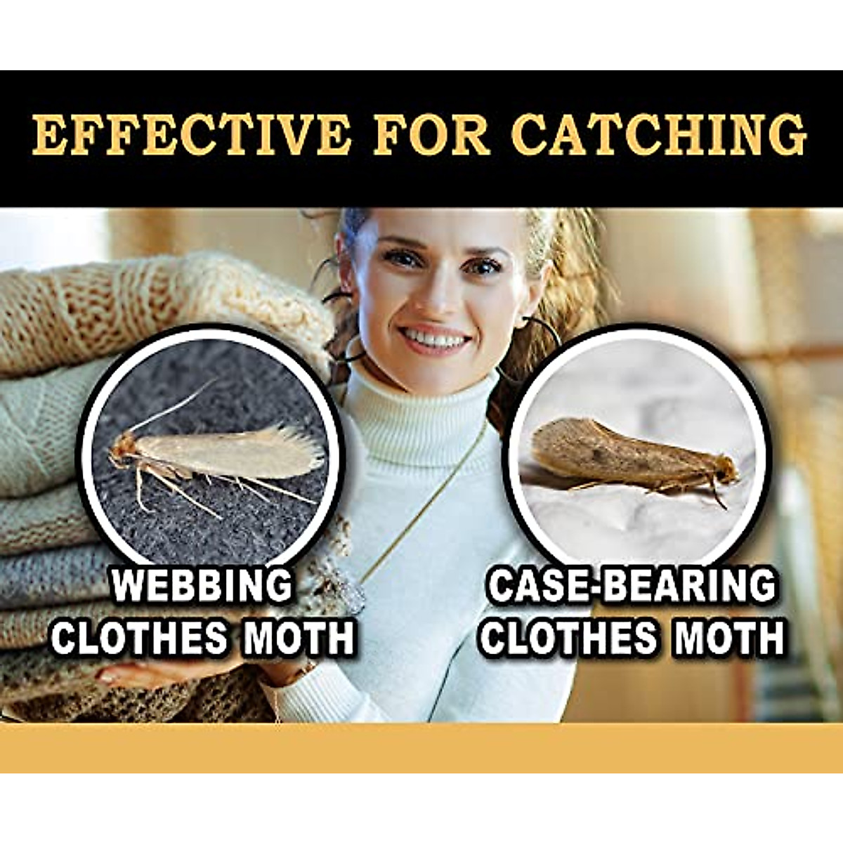 MaxGuard Clothes Moth Traps (6+2 Free Traps) with Extra Strength Pheromones | Non-Toxic Sticky Glue Trap for Closets and Carpet Moths | No Mothballs | Lure, Trap and Kill Case-Bearing Webbing Moths |