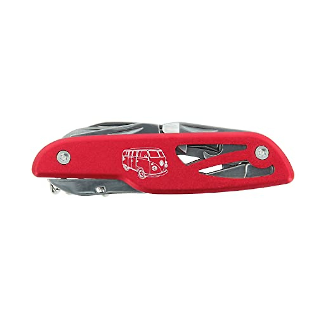 BRISA VW Collection - Volkswagen Multifunctional 3D Pocket Knife, File, Scissors, Bottle & Can Opener, Corkscrew in VW Design (Volkswagen/Red)
