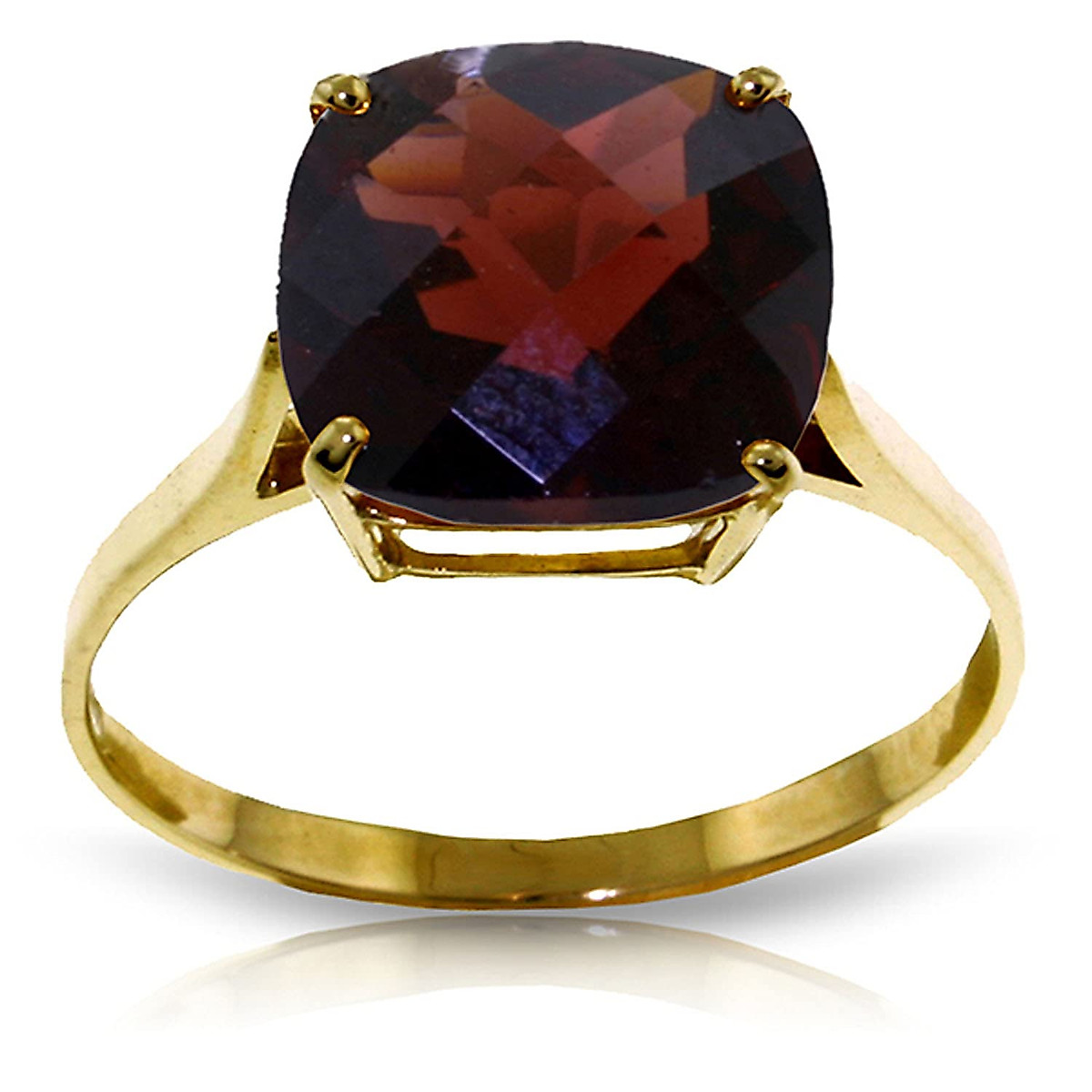 Galaxy Gold GG 14k Solid Yellow Gold Ring with Natural Checkerboard Cut Garnet - Size 8.0