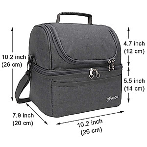 yodo Large Lunch Bag Double Layer Cooler Tote Bag for Adult Women and Men - Idea for Beach, Picnics, Road Trip, Meal Prep, Everyday Lunch to Work, Gray