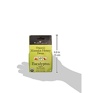 Wedderspoon Organic Manuka Honey Drops, Eucalyptus & Bee Propolis, 20 Count (4oz) (Pack of 1)| Genuine New Zealand Honey | Perfect Remedy For Dry Throats