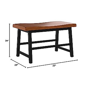 Christopher Knight Home Pomeroy 24" Saddle Benches, 2-Pcs Set, Walnut / Black