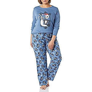 Amazon Essentials Disney | Marvel | Star Wars Women's Flannel Pajama Sleep Sets, Nightmare Santa Jack - Womens, X-Large