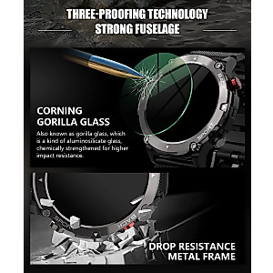 CNBRO Military Smart Watch for Men Android with Bluetooth Call Dial/Heart Rate/Blood Pressure/Blood Oxygen Monitor Mens Smartwatch for Steps,Calories,Mileage,Sports Data Record Tactical Fitness Watch