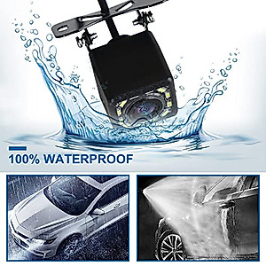 170°Wide View Angel Car Backup Parking Camera, 12 LED Night Version Rear View Camera,Ultra IP68 Waterproof Reverse Camera with Multiple Mount Bracket Universal Fits for Most Cars