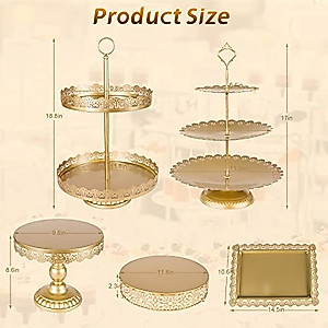 MyHarney 6PCS Cake Stand Set,Metal Cake Stand Dessert Stands Candy Fruit Dessert Table Display Set Cake Pedestal Stand Cupcake Display Stand for Party Birthday Wedding Carnival Baby Shower (Gold)