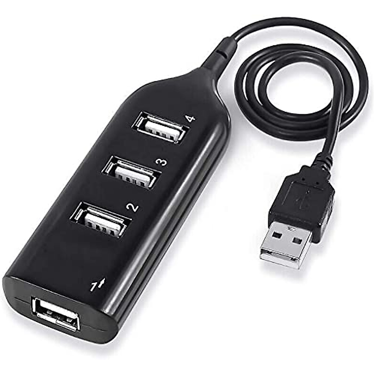 FDBV USB 2.0 Hi-Speed 4-Port Splitter Hub for PC Notebook High Speed Computer (Black)