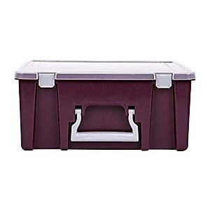 AB Designs 6990ABP Super Satchel Double Deep with Removable Dividers, Stackable Home Storage Organization Container, Plum