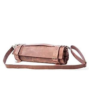luvsecretlingerie Lightweight premium Leather Chef Knife Bag/Chef Knife Roll 8 Pockets Tan Leather