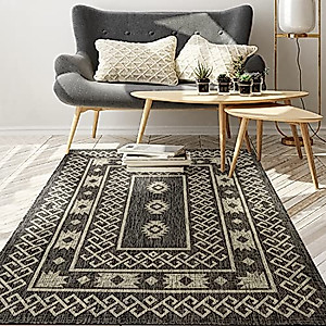 Antep Rugs Patio 6x9 Outdoor/Indoor Southwest Aztec Native Area Rug (Gray, 6'7" x 9')