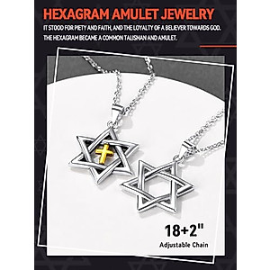 FaithHeart Sterling Silver Star of David Pendant Necklace Women Silver Religious Jewish Jewelry Charms Hexagram Pendant Necklace