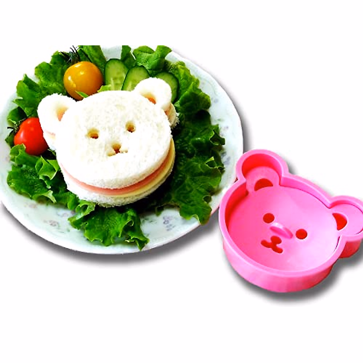 Cute Bear Bento Lunch Sandwich & Cookie Cutter. Easy 2 steps. BPA FREE. Made in Japan.