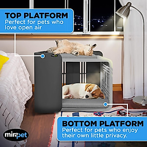 Mirapet Pet Penthouse - Premium Pet Condo for Superior Comfort - Stylish Design -Convenient & Cozy for Indoor/Outdoor Pets - Durable & Safe Pet Beds with Ventilation (Med Gray/Dark Gray, Penthouse)