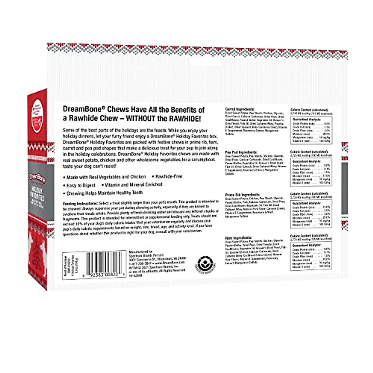 DreamBone Holiday Favorites, 4 Count, Made with Real Chicken, Rawhide-Free Chews for Dogs