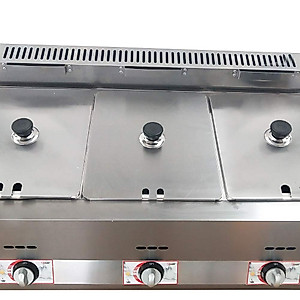 Food Warmer, 3-Pan 18L Gas Food Warmer Commercial Countertop Deep Gas Fryer Propane LPG Stainless Steel Buffet Steam Table Warmer with Lids for Catering Restaurants Home Party