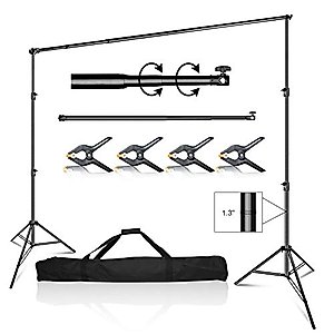 EMART 10 x 10 ft Photo Video Studio Heavy Duty Adjustable Backdrop Support System Kit, Photography Muslin Background Stand with Carry Bag