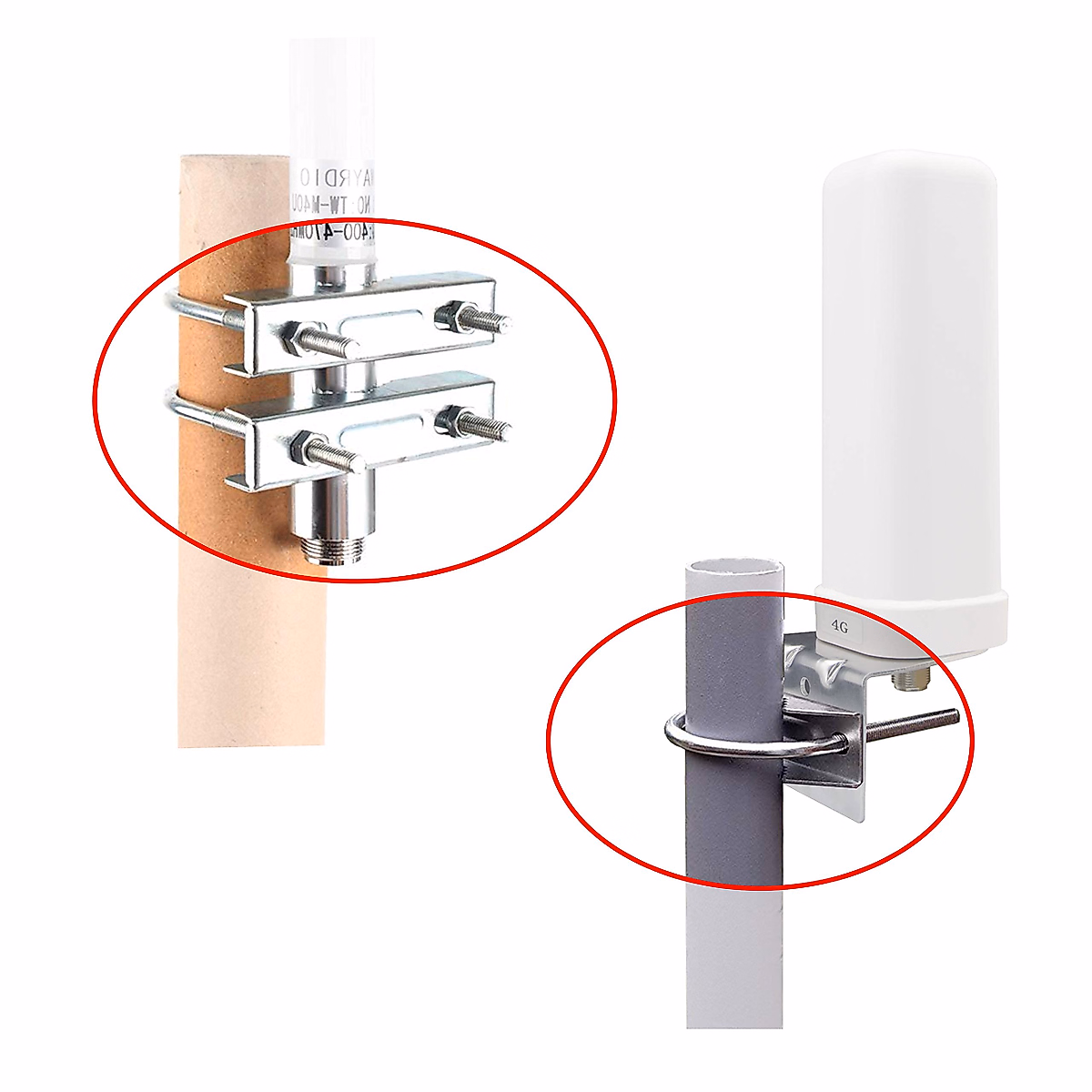 Chaowei 2 pcs Outdoor WiFi Antenna Mounting Bracket with U-Bolt - Magnetic Stainless Steel Hardware for 4G LTE, Ham Radio, and TV Antennas