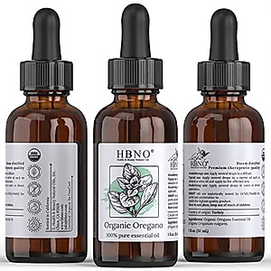 HBNO Organic Oregano Essential Oil - 1 oz (30ml) - USDA Certified Organic Oregano Essential Oil, Steam Distilled for Aromatherapy, Soap Making, DIY, Fragrances, Diffuser.
