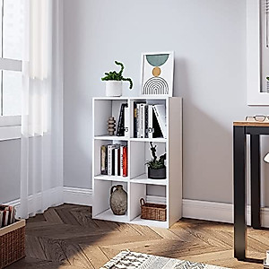WAHEY Bookcase, 6 Cube Open Storage Organizer Display Bookshelf, HOFB007
