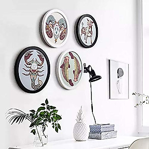 alblinsy Round Photo Frame Wooden Wall Hanging Picture Frames for Home Office Wall Decor (Gold, 12 inch)